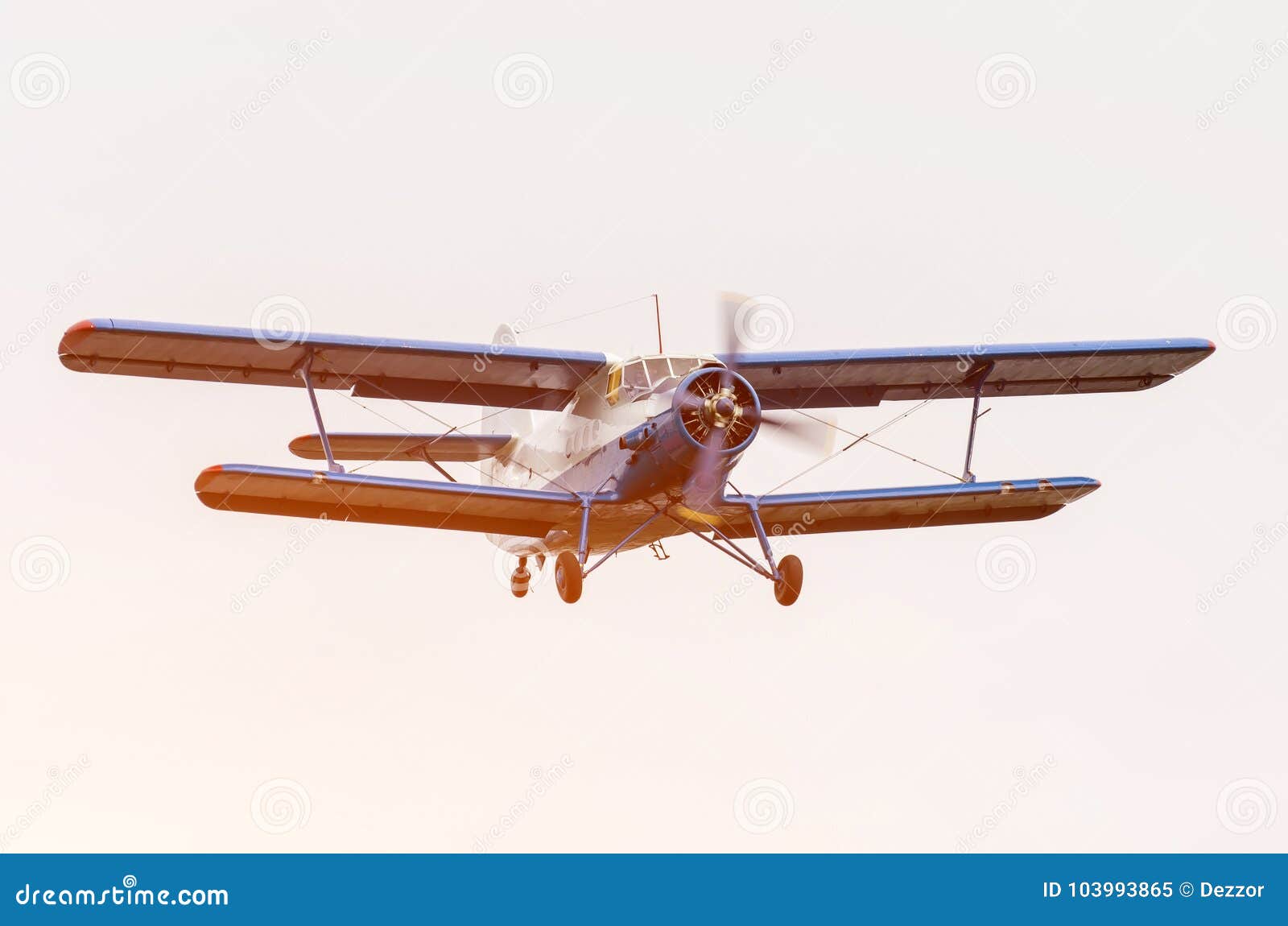 Old Biplane, Turboprop Aircraft Flight Sky. Stock Image - Image of ...