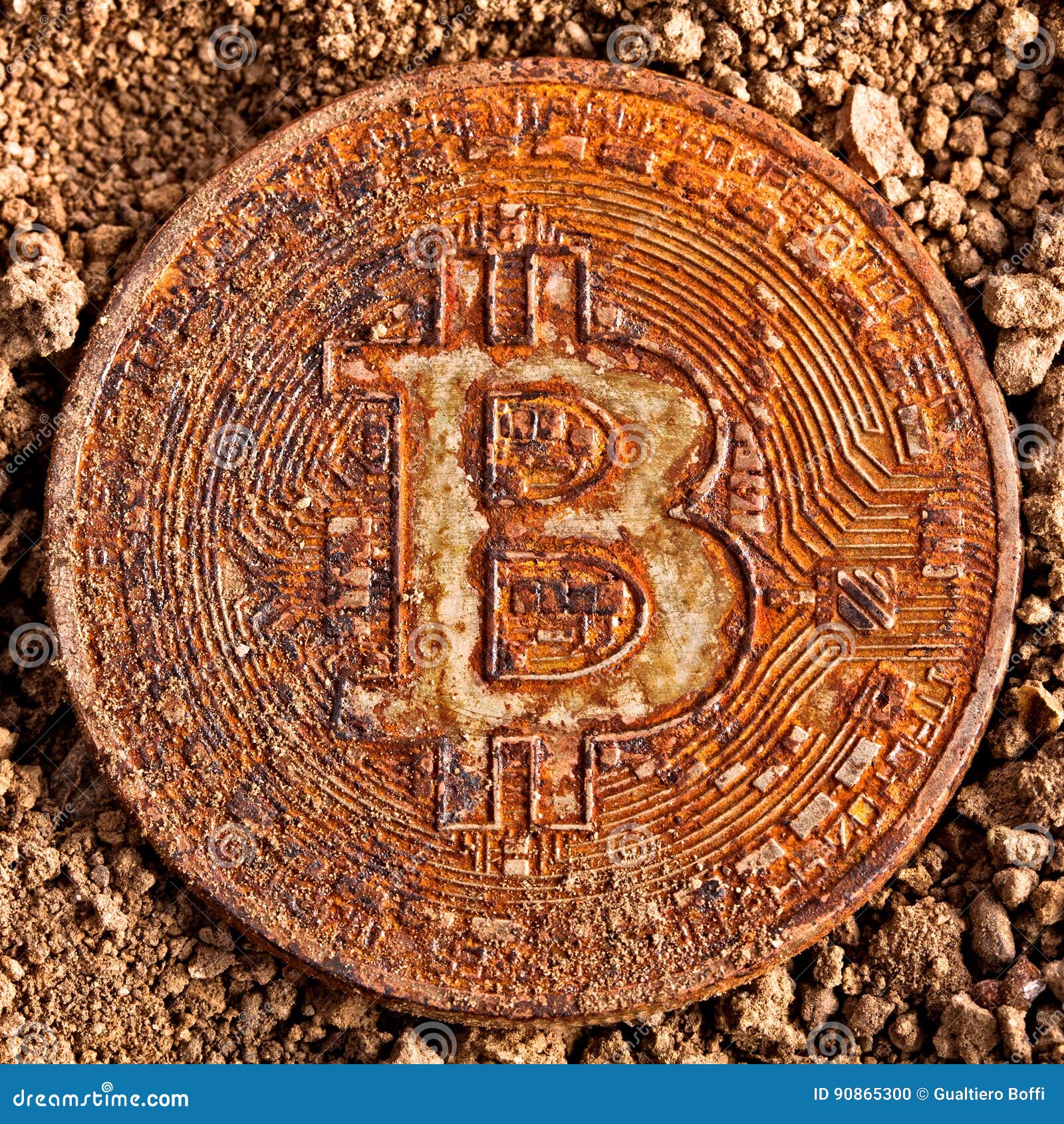 Old bitcoin on ground stock photo. Image of money, commerce - 90865300
