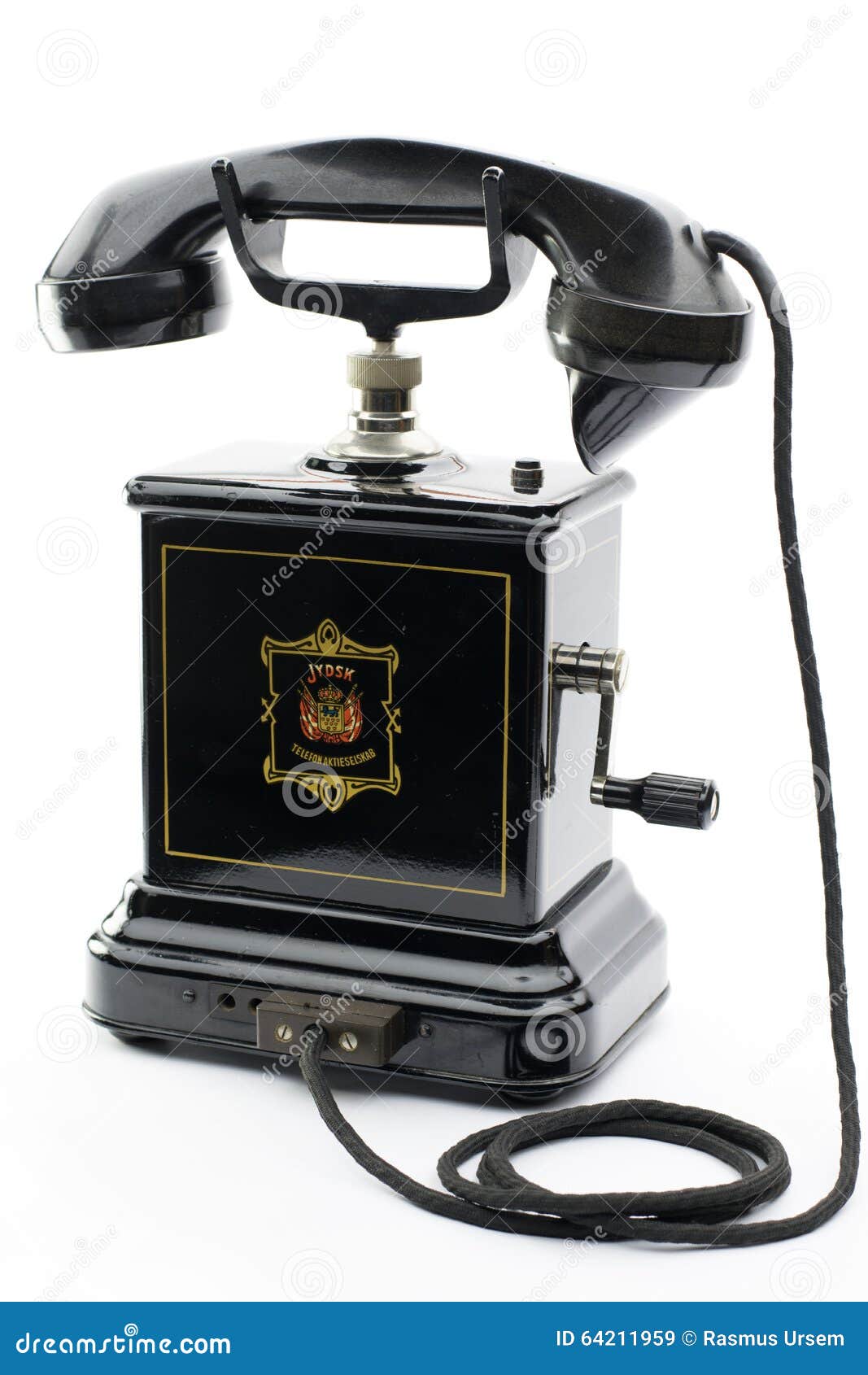 Old Black Antique Telephone with Handle Stock Image - Image of still ...