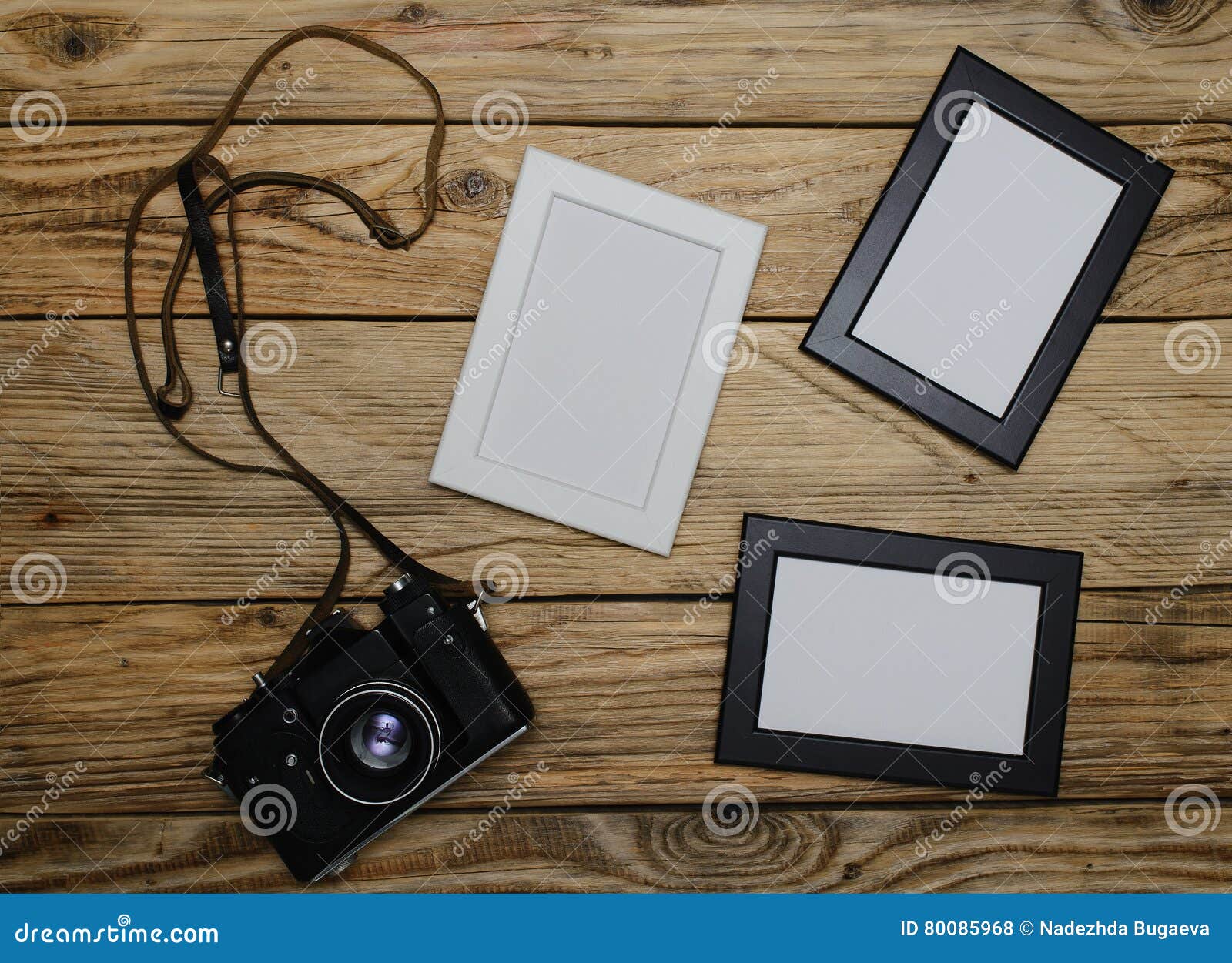 Old Black Camera and Frame for Photo Stock Photo - Image of frame ...