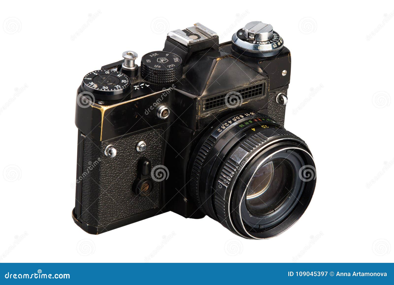 Old Black Camera on White Background. Flat Lay Stock Image - Image of ...