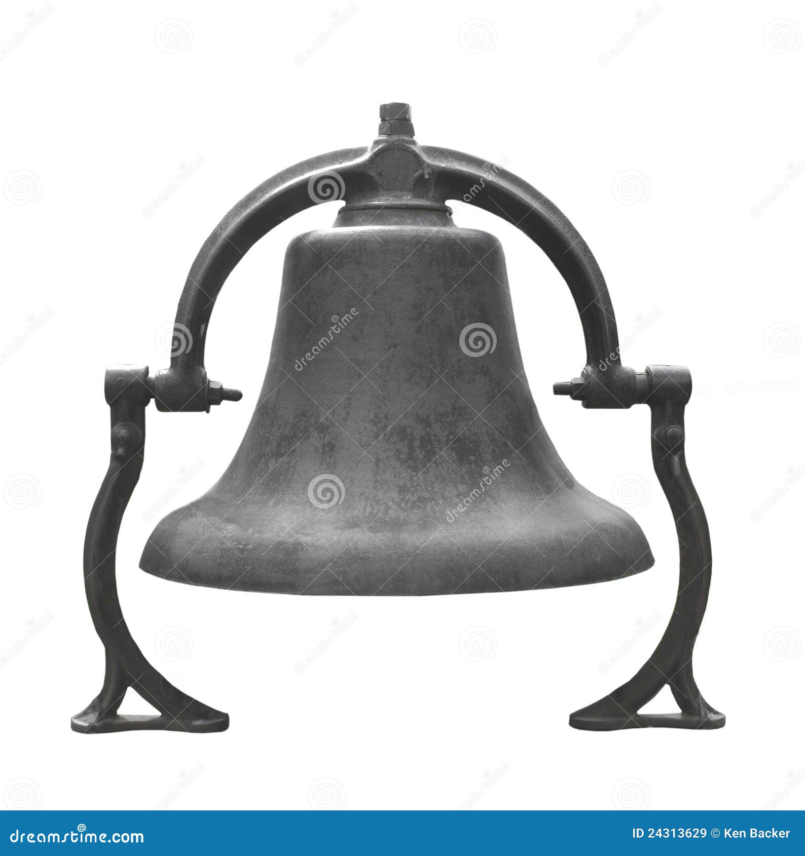 Old Black Cast Iron Bell Isolated. Stock Image - Image of metal, cradle ...