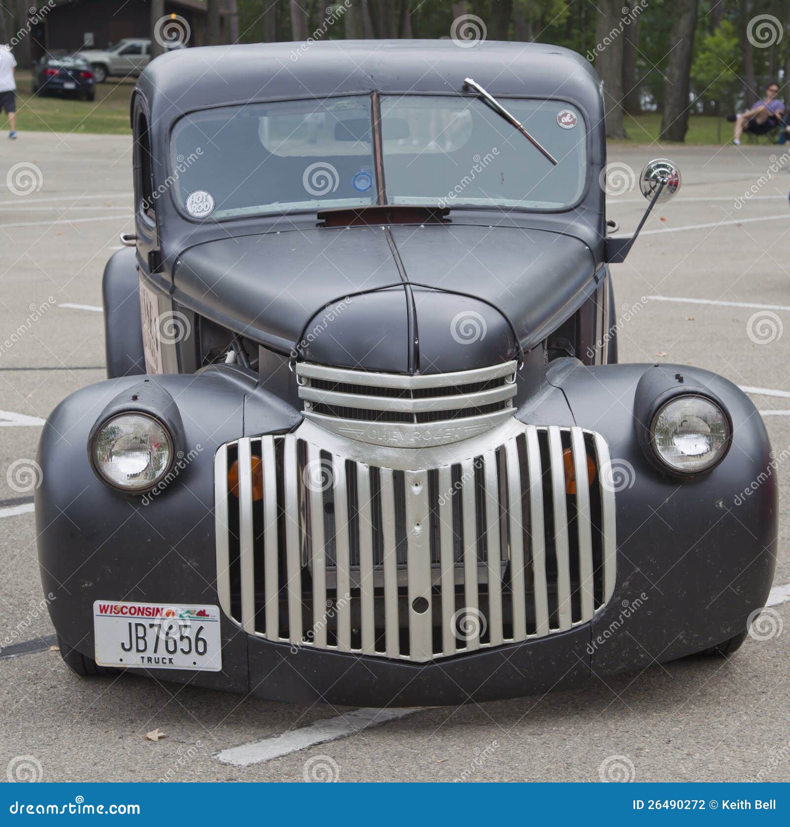 Old Black Chevy Pickup Truck Front View Editorial Photography - Image ...