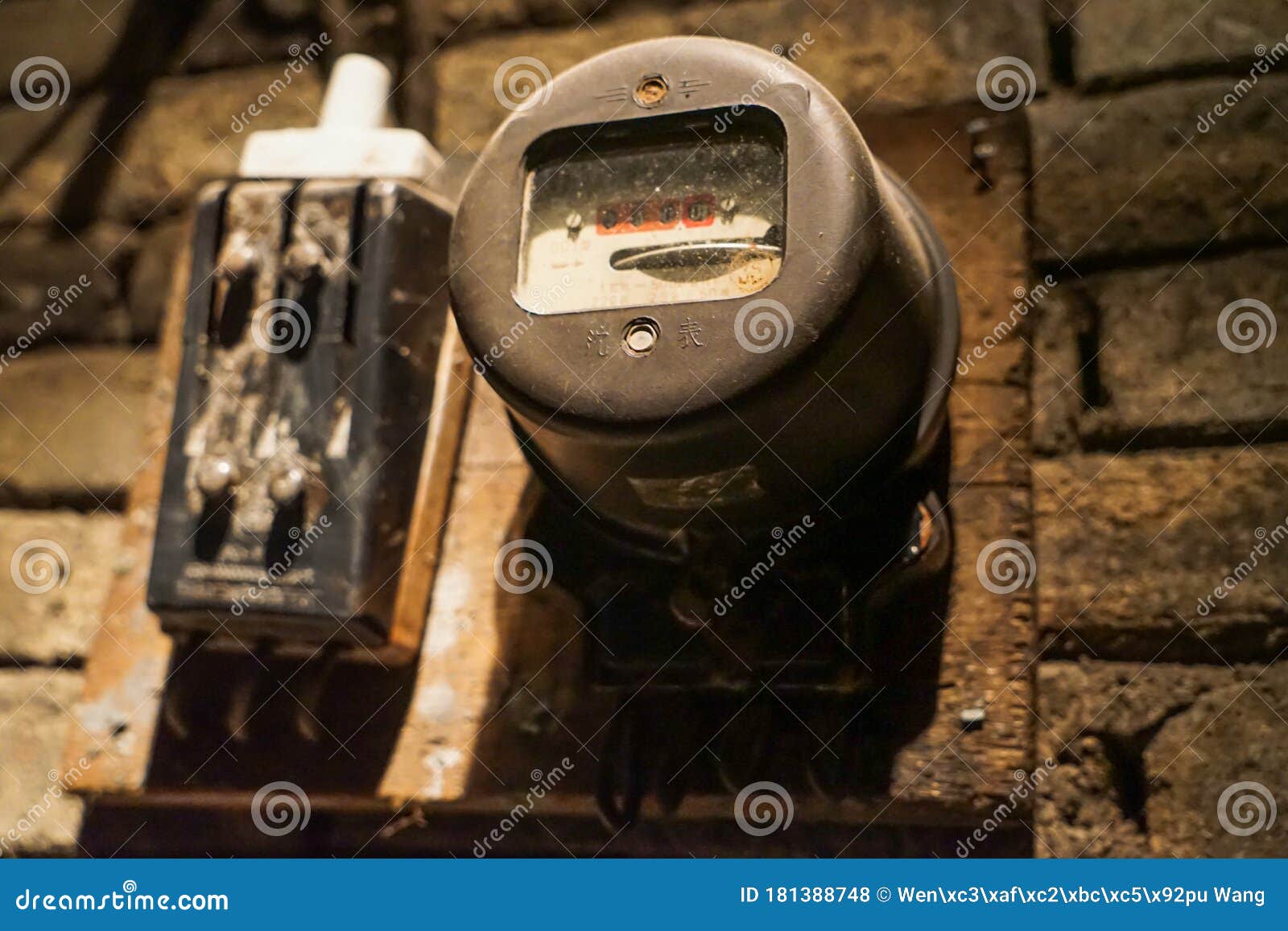 Old Electric Meter on the Wall Stock Photo - Image of wall, gate: 181388748