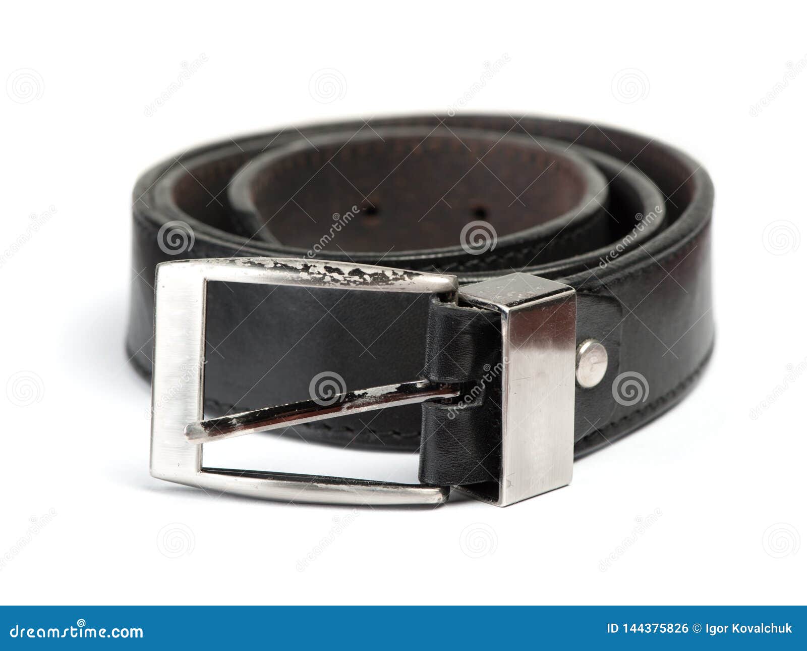 Old black leather belt stock photo. Image of rough, isolated - 144375826
