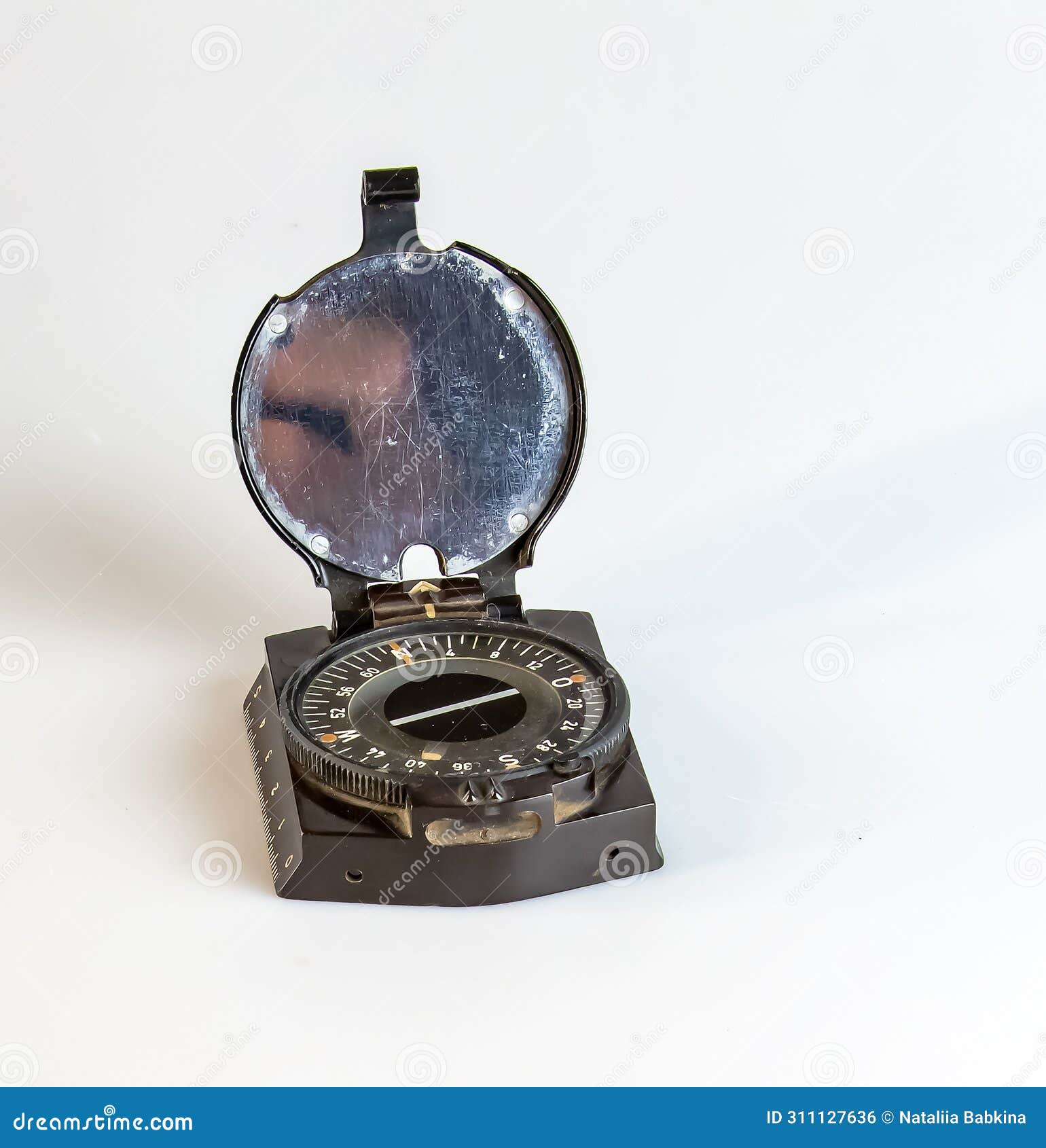 Old Black Metal Compass on a White Background Stock Photo - Image of ...