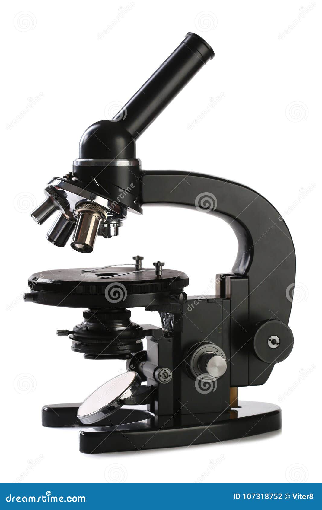 Old Black Microscope Isolated on White Stock Photo - Image of optics ...