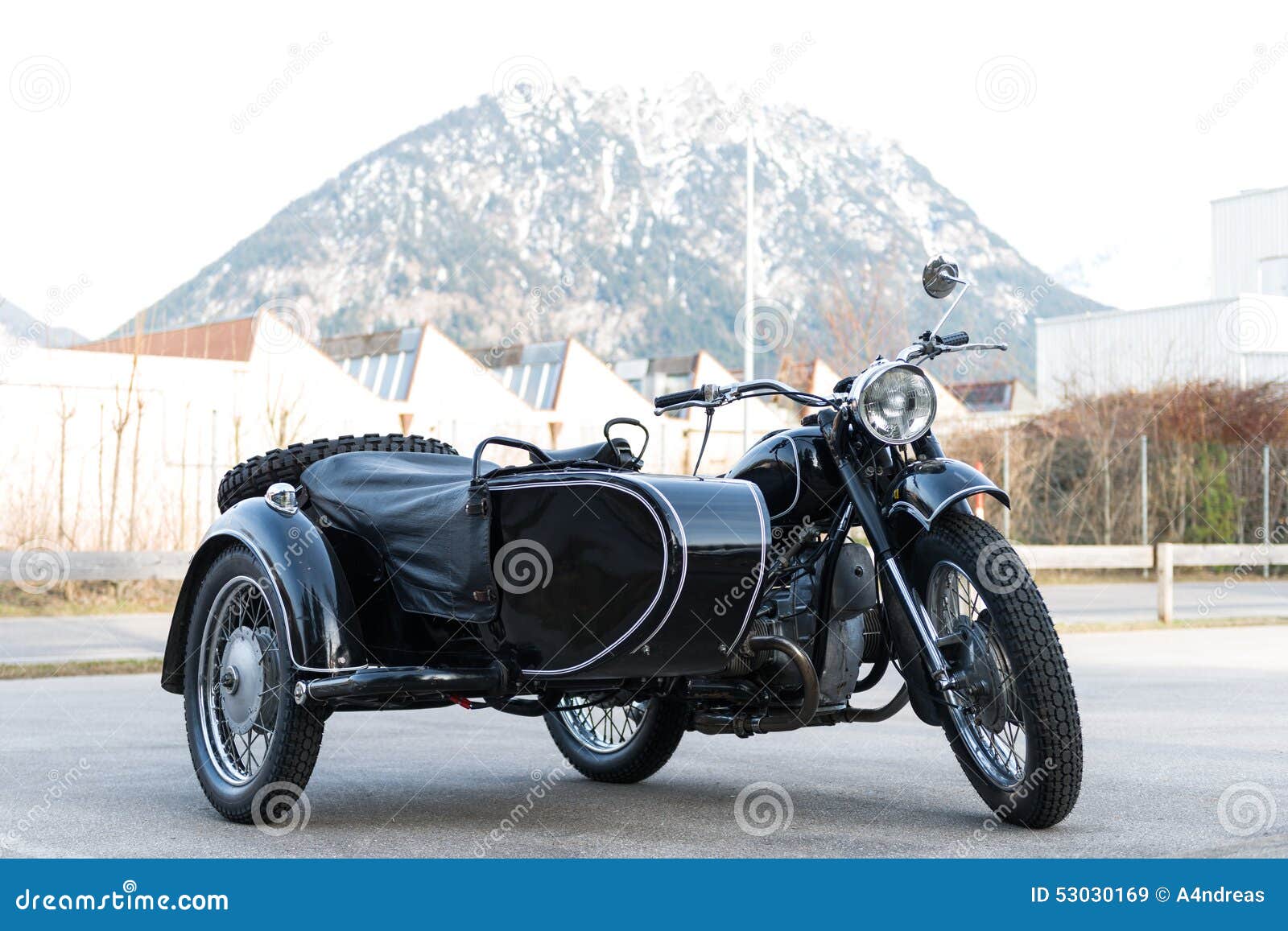 Old Black Oldtimer Motorcycle with Sidecar Stock Image - Image of ...