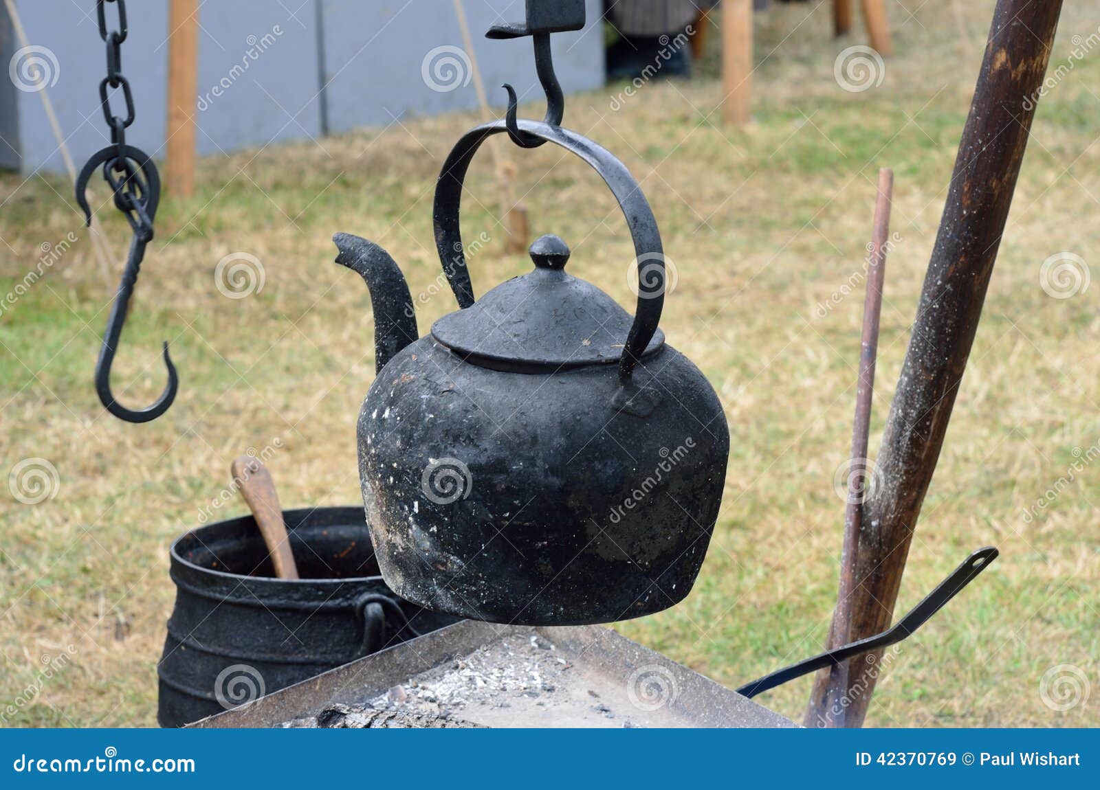 Old black outdoor Kettle stock image. Image of retro - 42370769
