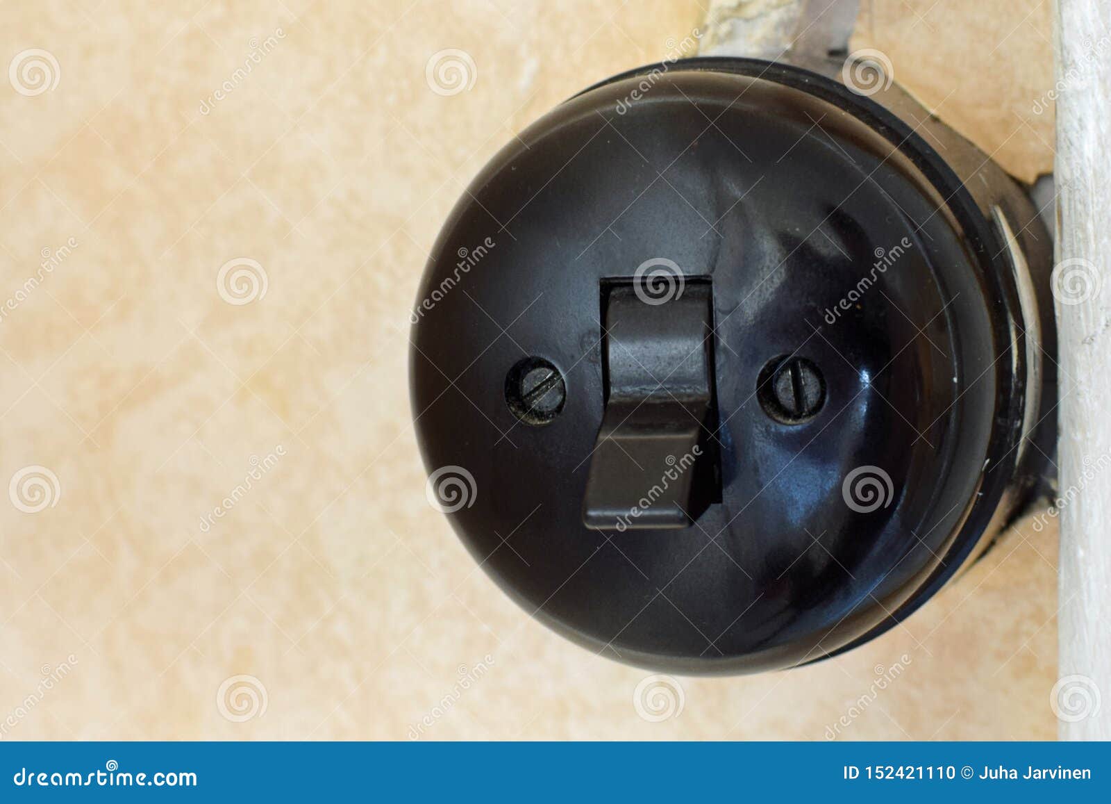 Old Black Round Light Switch Close Up Stock Photo - Image of danger ...