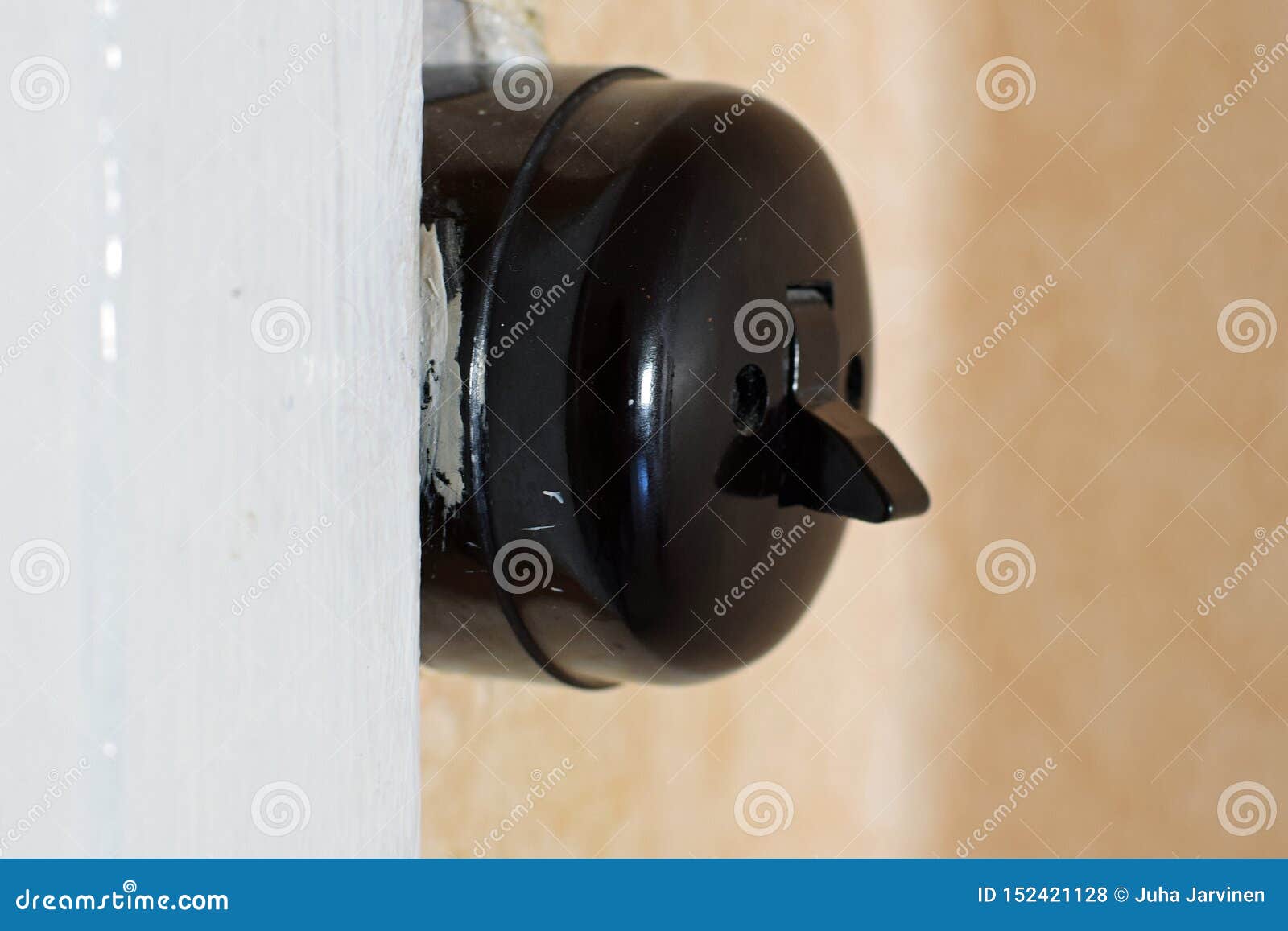 Old Black Round Light Switch Close Up Stock Photo - Image of installed ...