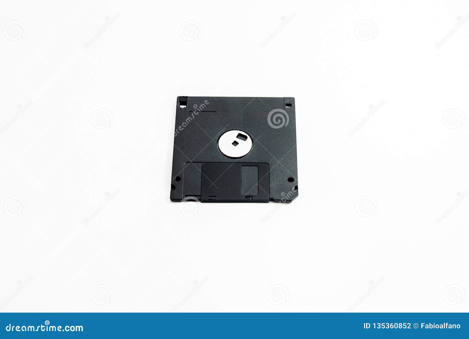 Old Black, Single, Three and a Half Floppy Disk on White Background ...