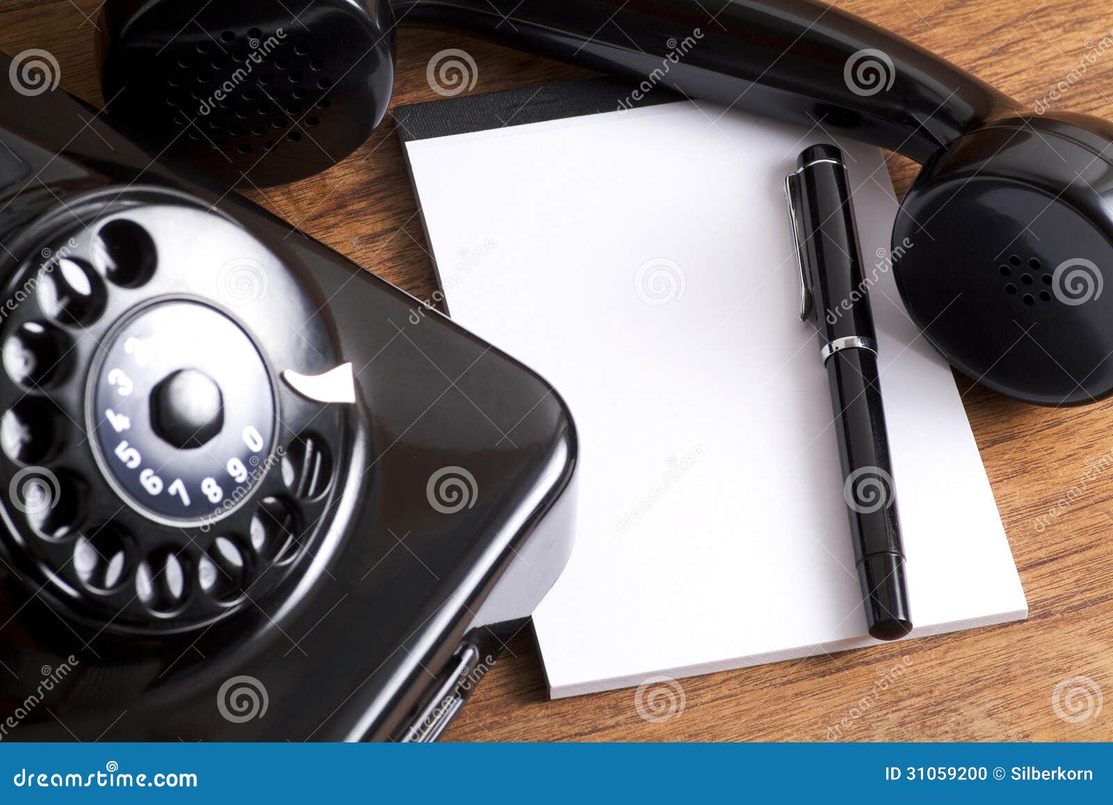 Old Black Telephone and Notepad Stock Photo - Image of solution, dial ...
