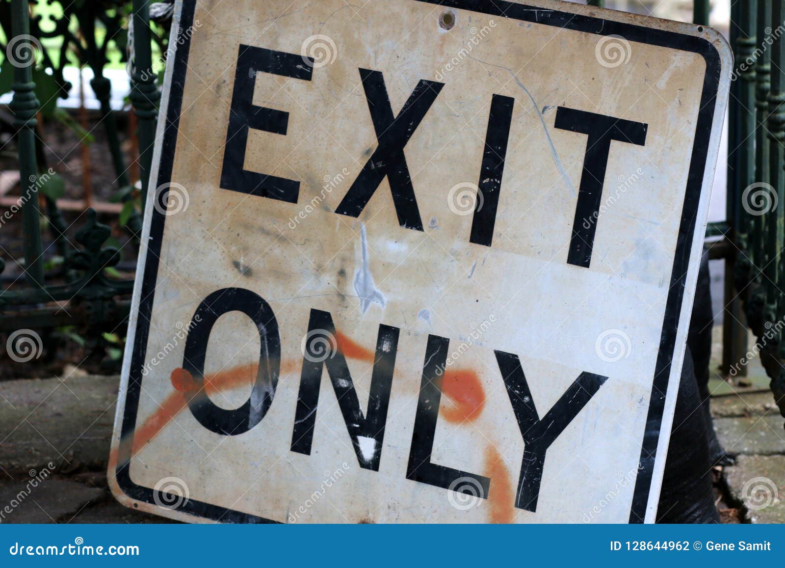 This Old Rusty Sign Shows Where the Exit is in the Driveway. Stock ...