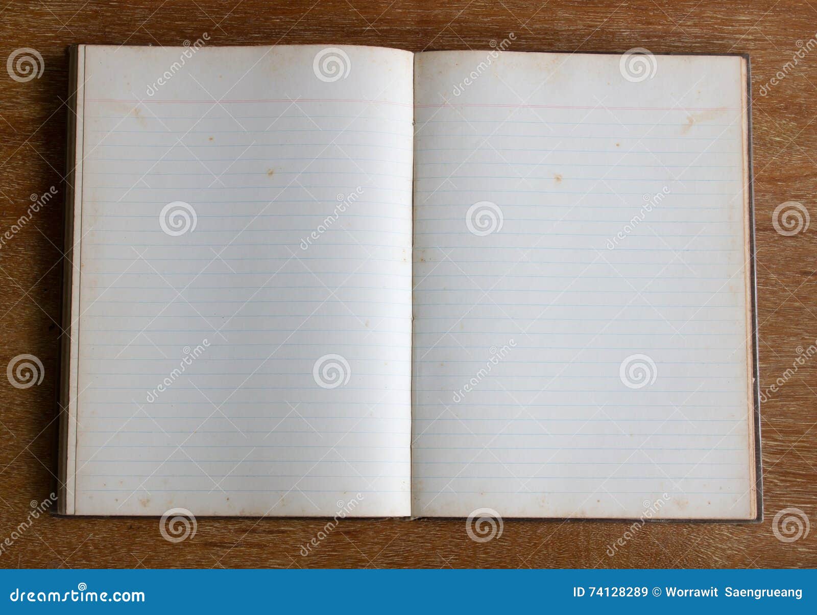 Old Blank Page of Notebook on Wood Table Stock Image - Image of blank ...