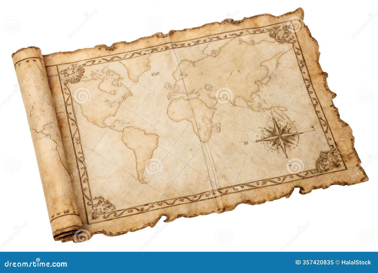 Old Blank Parchment Treasure Map Isolated Stock Illustration ...