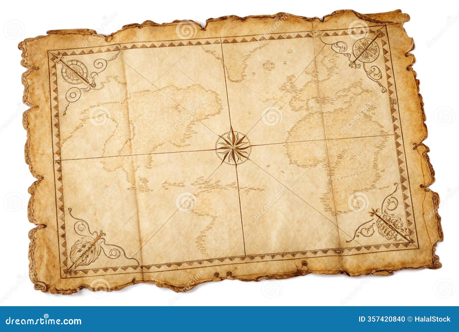 Old Blank Parchment Treasure Map Isolated Stock Illustration ...