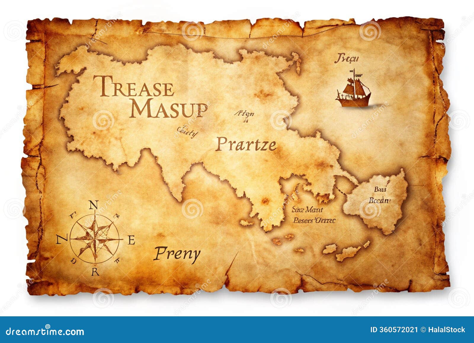 Old Blank Parchment Treasure Map Isolated Stock Illustration ...