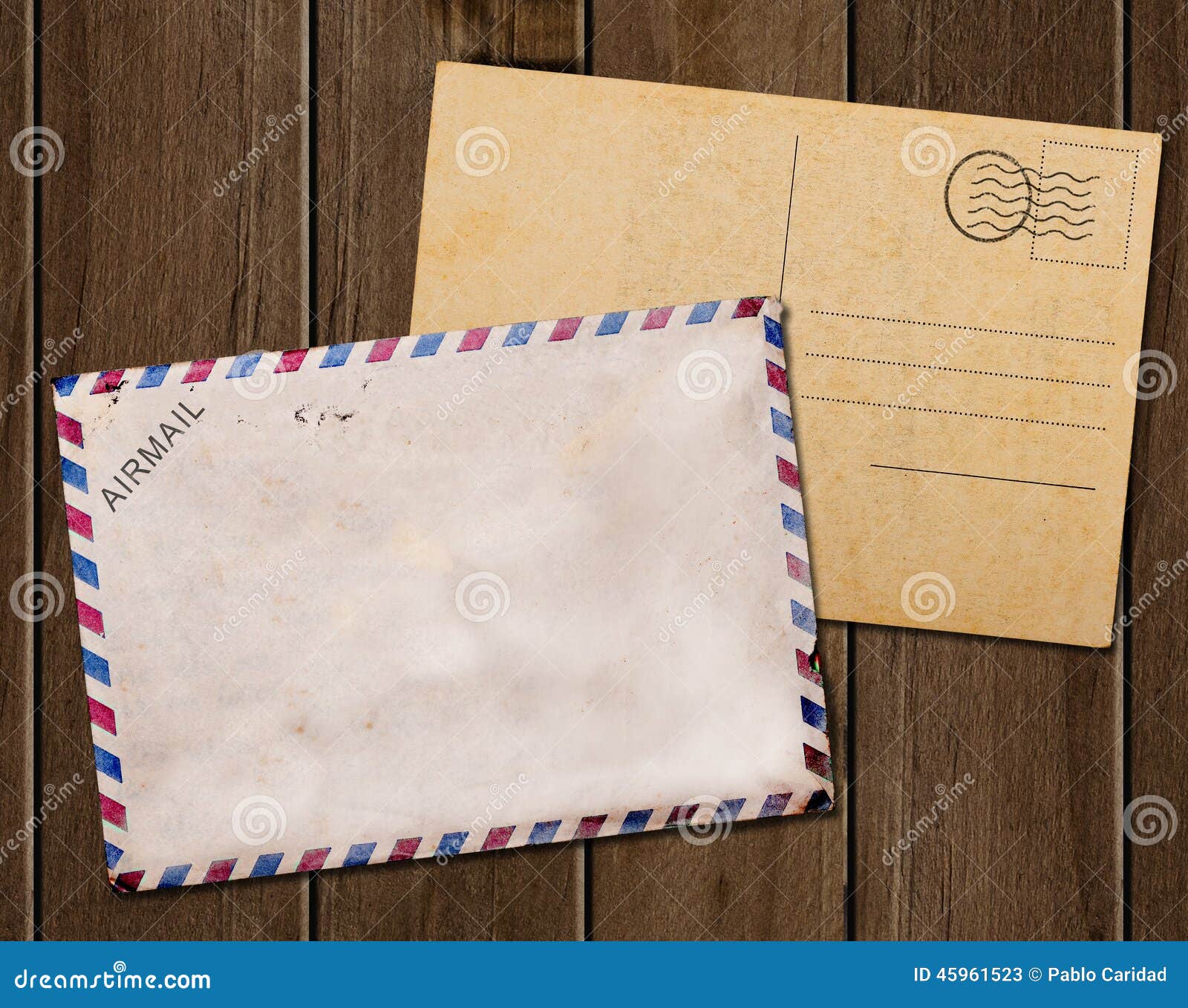 Old Blank Post Card and Envelope. Stock Illustration - Illustration of ...