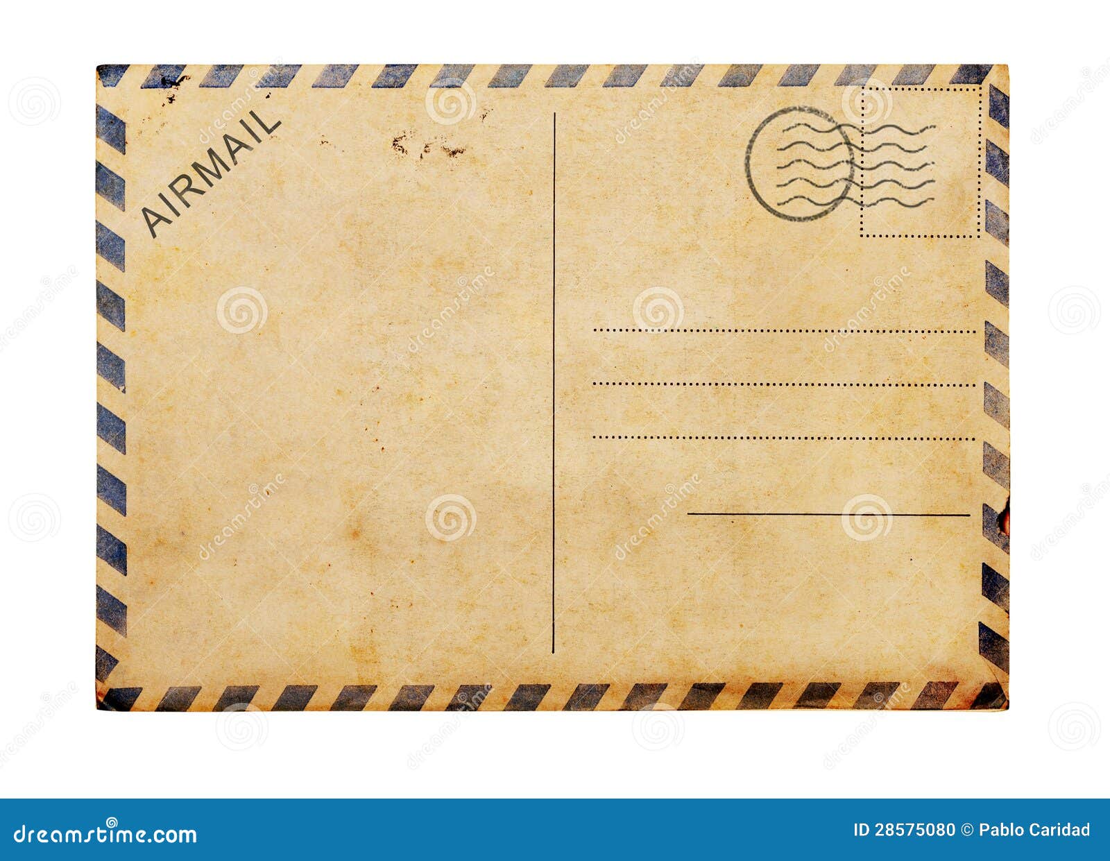 Old Blank Post Card White Background Stock Photo - Image of message ...