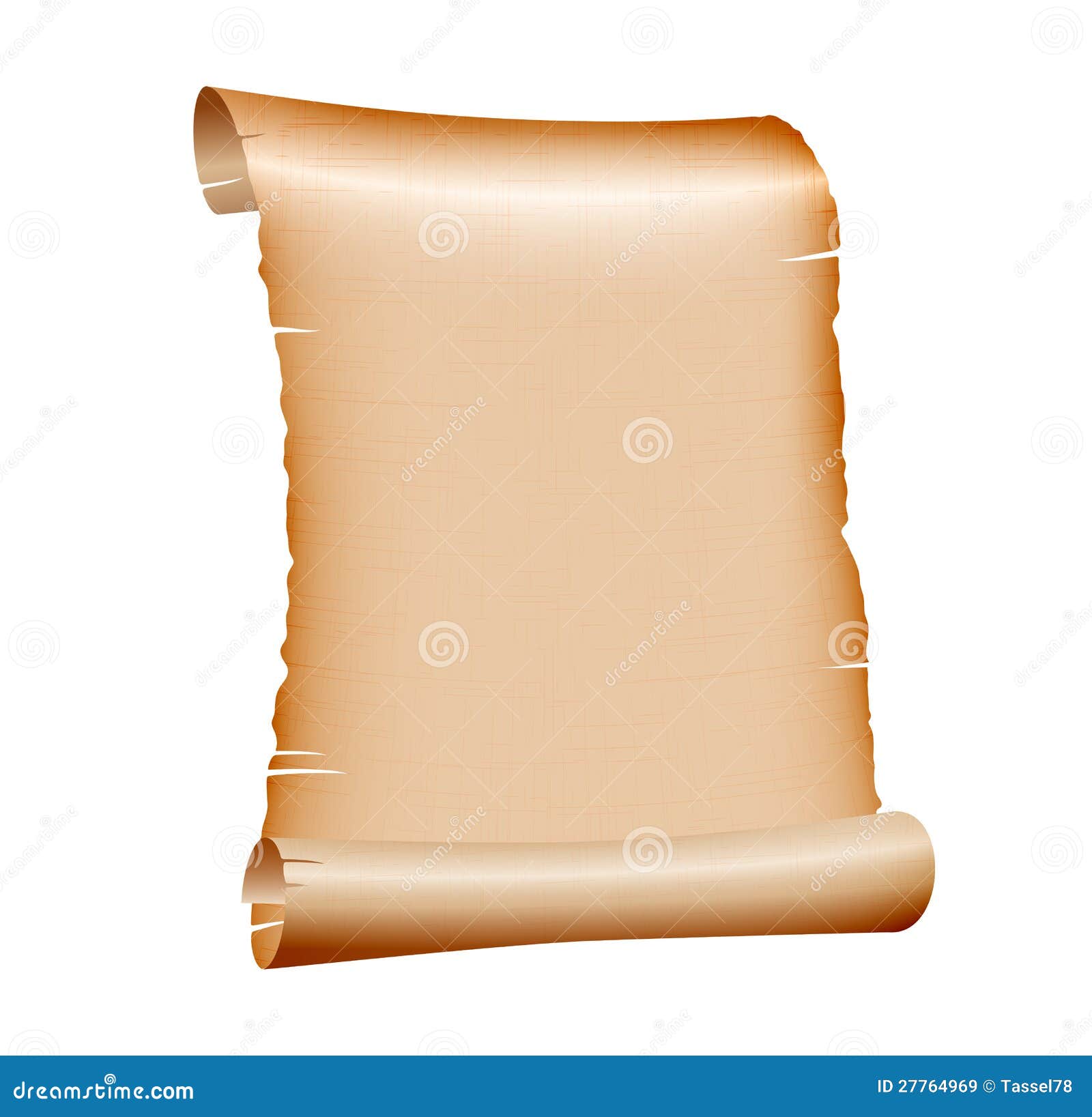 Blank Old Scroll Of Papyrus Paper Cartoon On White Background. Blank ...