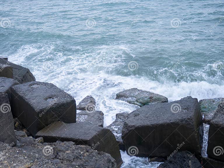 Old Blocks of Fortifications of the Coast. Concrete Structures on the ...