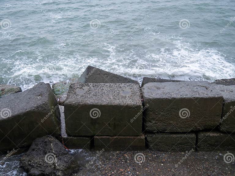 Old Blocks of Fortifications of the Coast. Concrete Structures on the ...