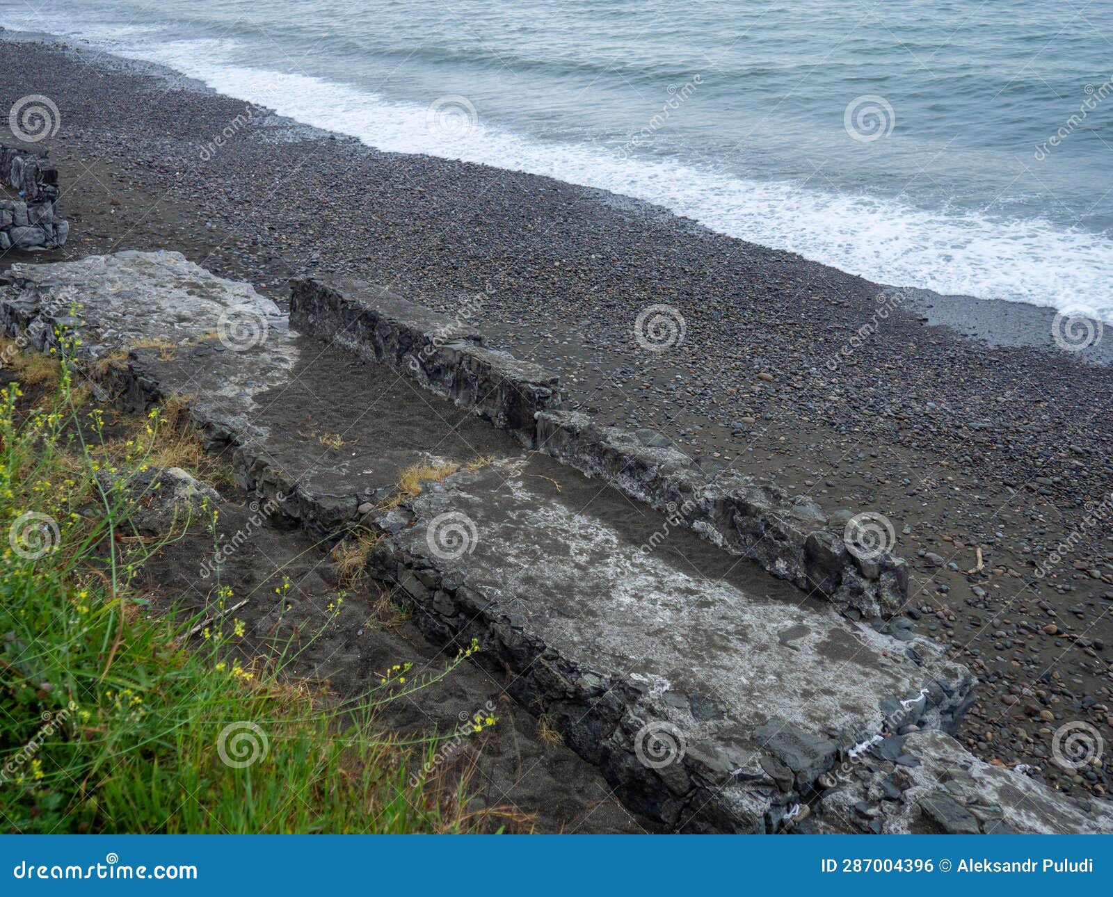 Old Blocks of Fortifications of the Coast. Concrete Structures on the ...