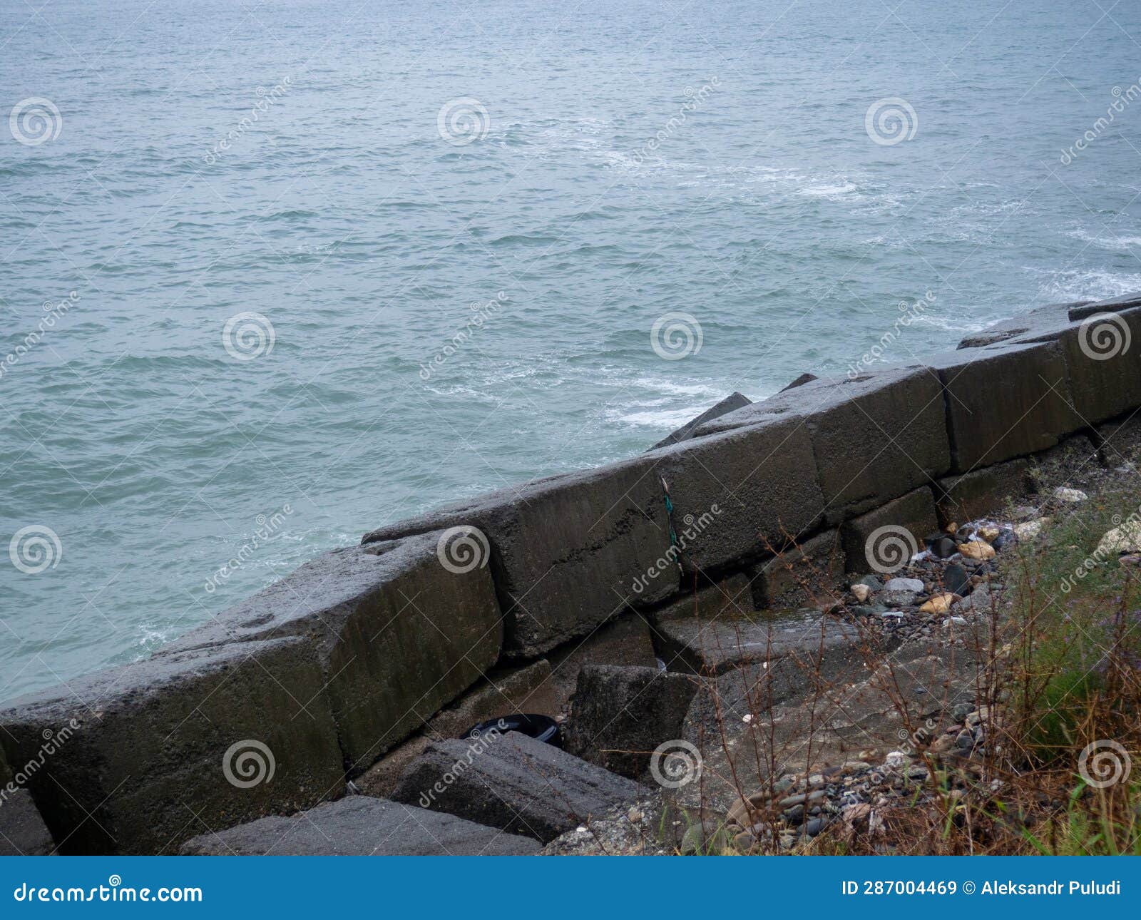 Old Blocks of Fortifications of the Coast. Concrete Structures on the ...