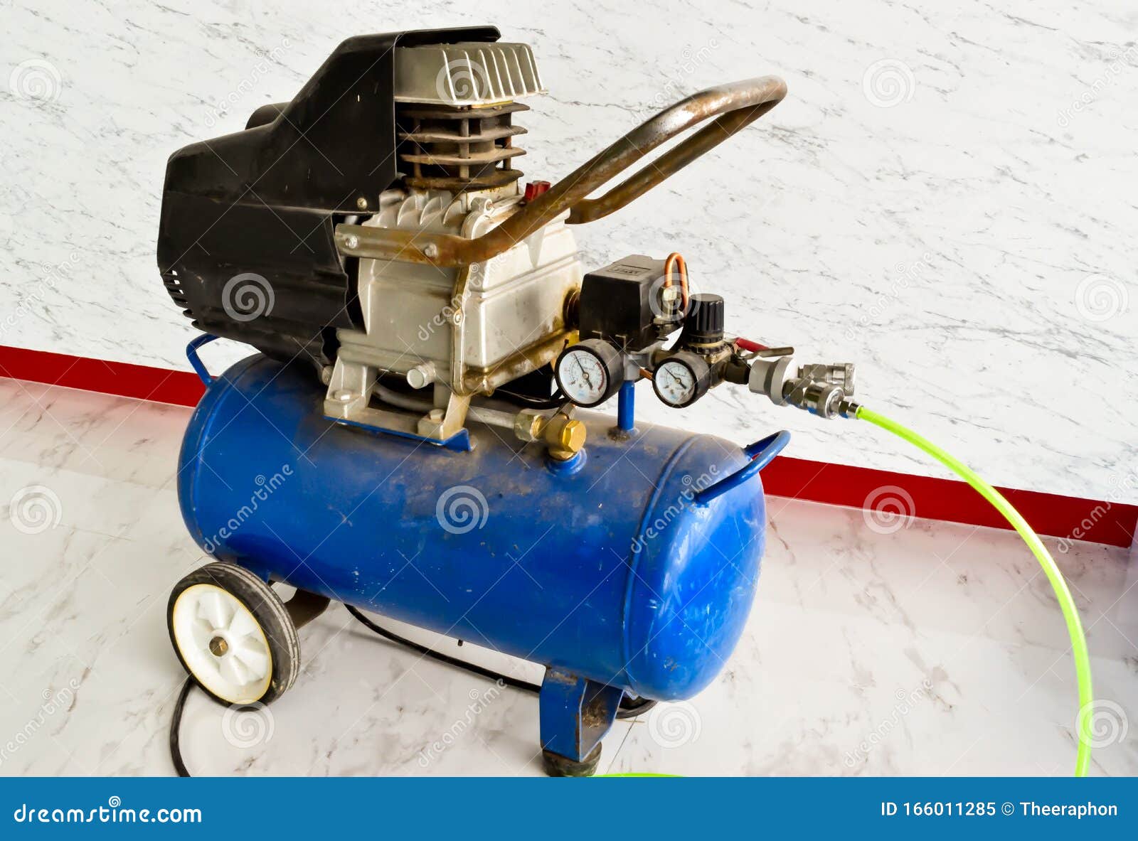 The Old Blue Air Compressor Stock Image - Image of equipment, machine ...