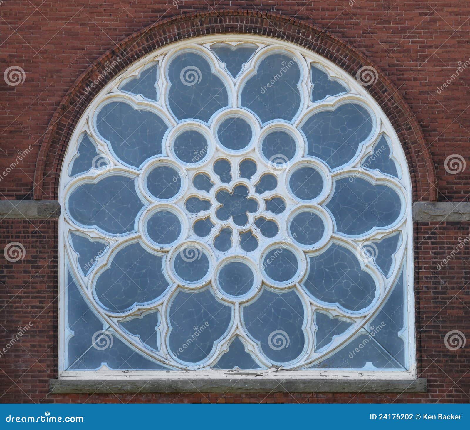 Old Blue Arched Stained Glass Window Picture. Image: 24176202