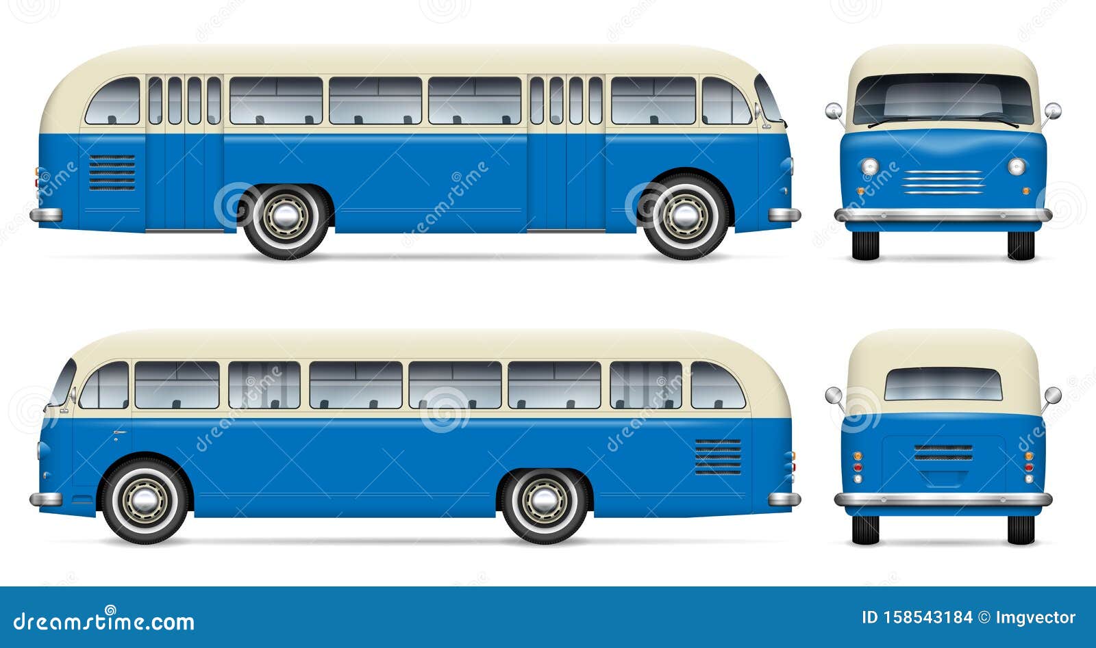 Old blue bus vector mockup stock vector. Illustration of passenger ...