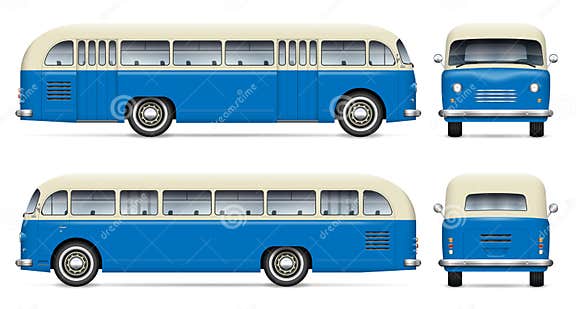 Old blue bus vector mockup stock vector. Illustration of passenger ...