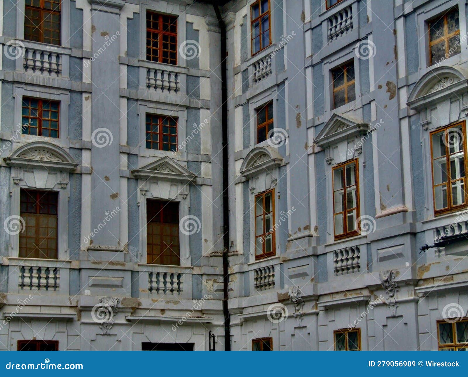 An Old Blue Caslte S Windows Stock Image - Image of tourism, terrace ...