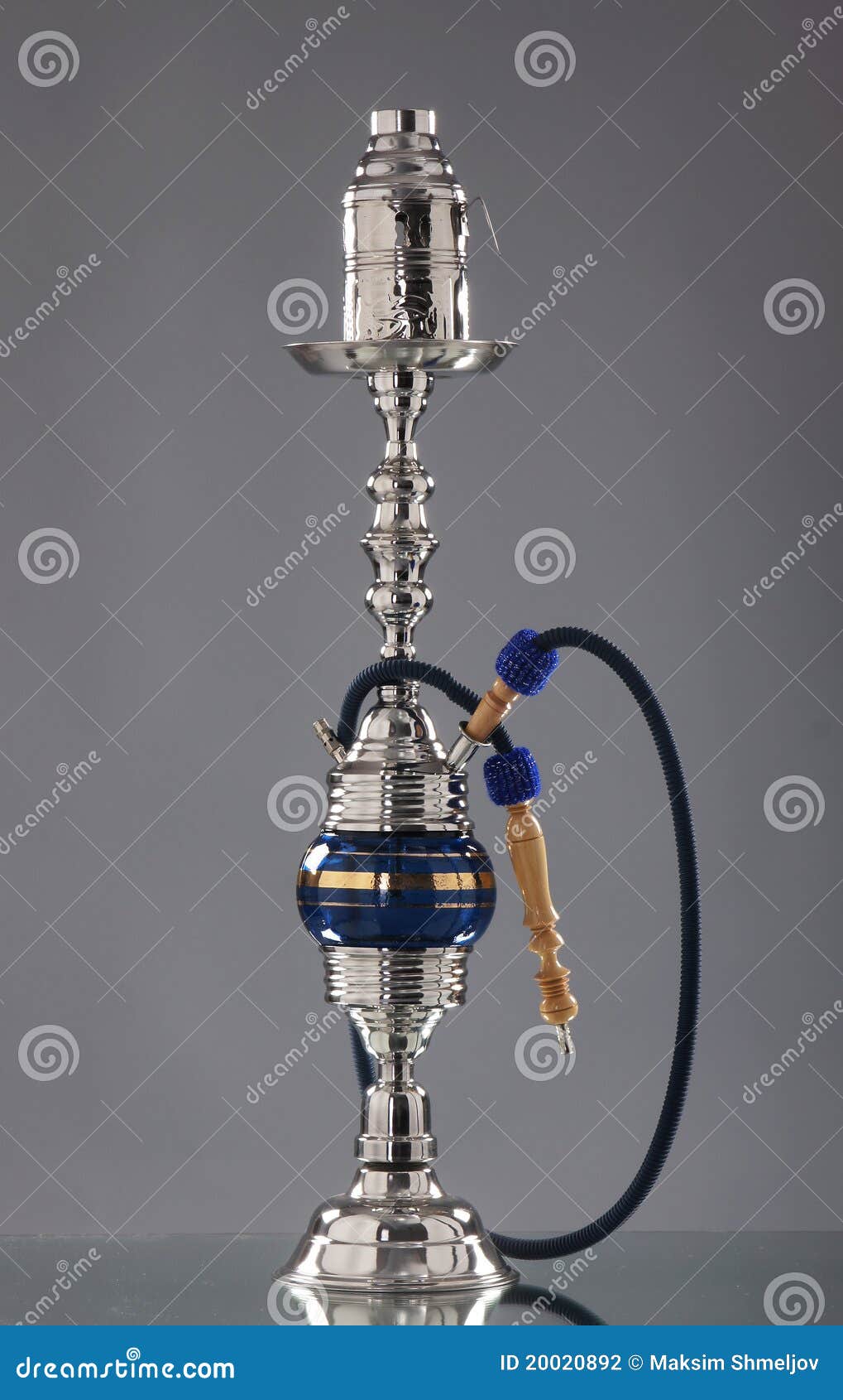 An Old Blue Ceramic Hookah on a Grey Background Stock Photo - Image of ...