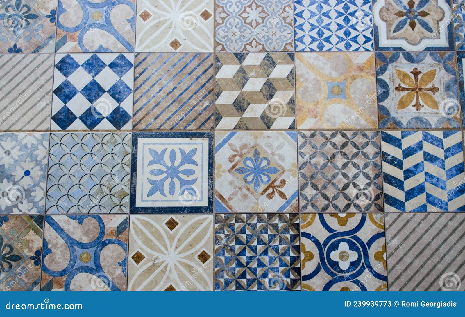 Old blue ceramic tiles stock image. Image of vintage - 239939773