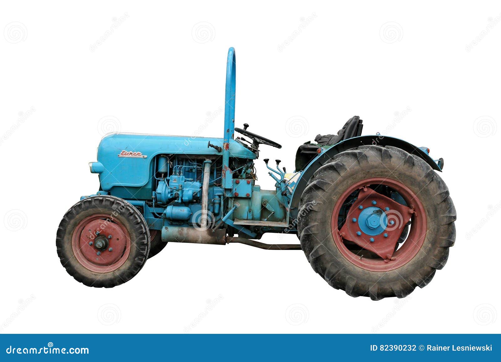 Old Blue Eicher Tractor Isolated on White Editorial Photography - Image ...