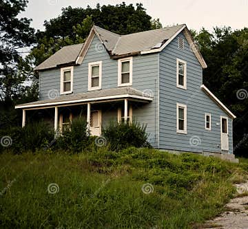 Old Blue Farmhouse stock image. Image of wood, overgrown - 11772557
