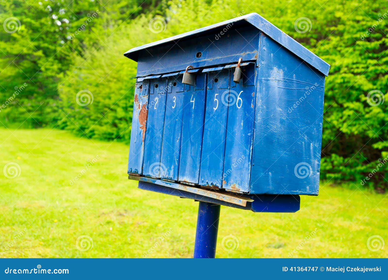 Old blue mailbox stock image. Image of postage, greenery - 41364747