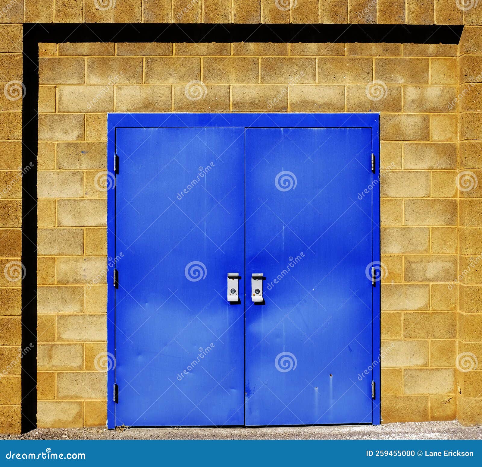 Old Blue Metal Doors with Handles Stock Photo - Image of close, iron ...