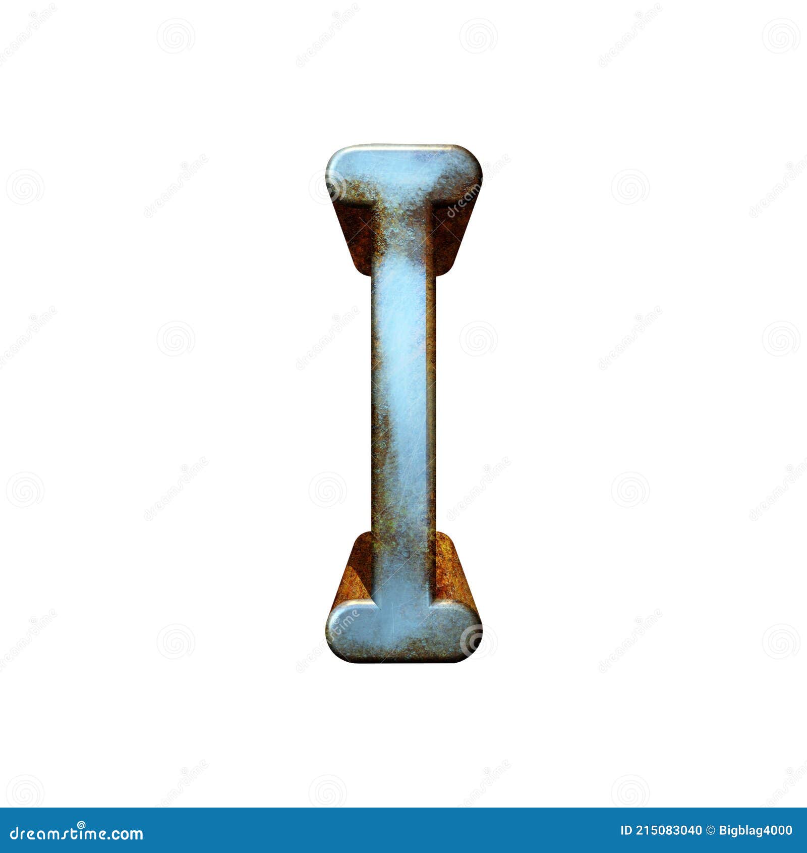 Old Blue Metallic Letter.Rusty Surface.3D Illustration.Art Font. Stock ...