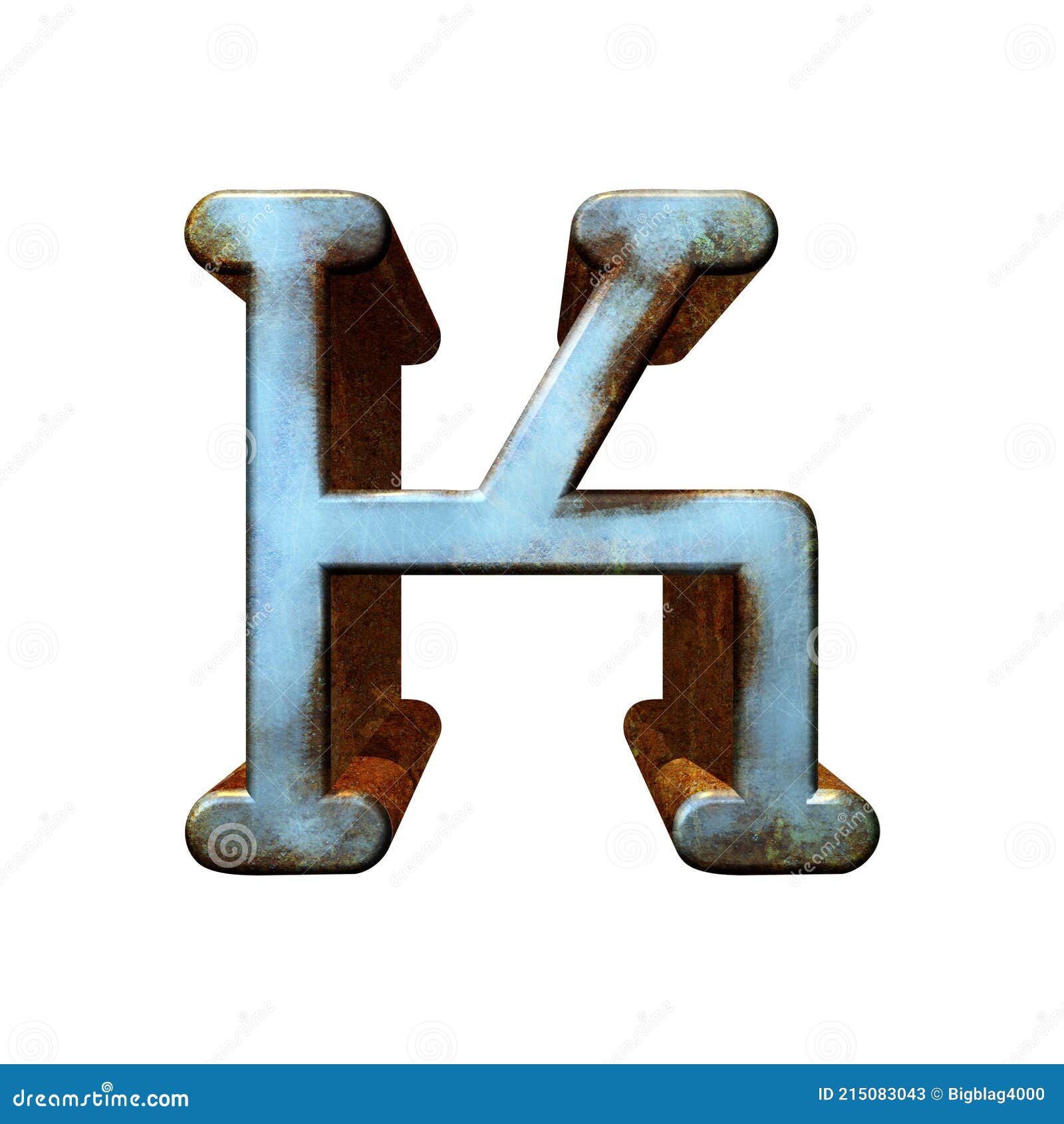 Old Blue Metallic Letter.Rusty Surface.3D Illustration.Art Font. Stock ...