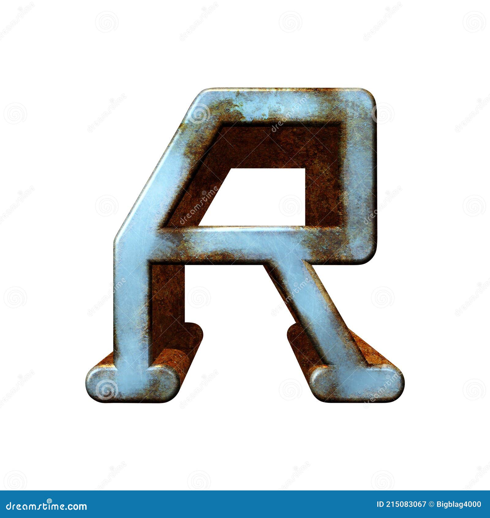 Old Blue Metallic Letter.Rusty Surface.3D Illustration.Art Font. Stock ...