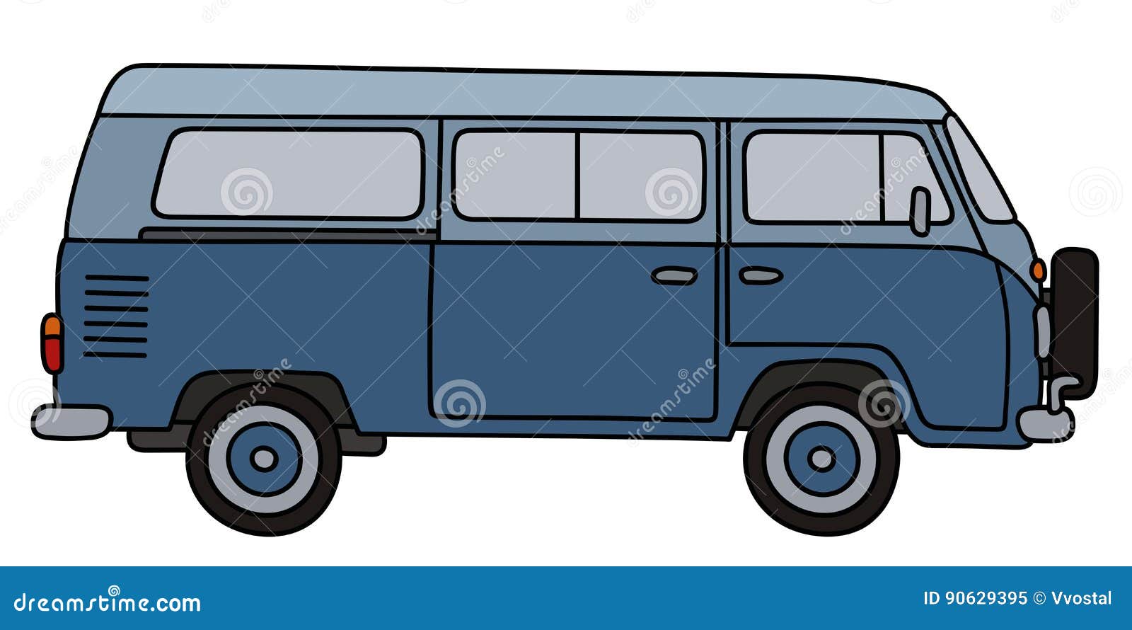 Old blue minibus stock vector. Illustration of delivery - 90629395