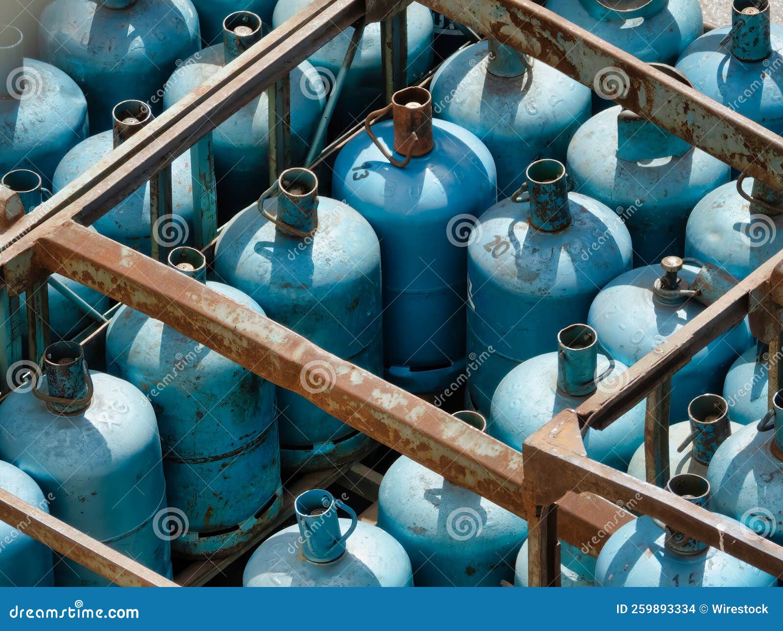 Blue Oxygen Cylinders Side by Side Stock Photo - Image of water ...