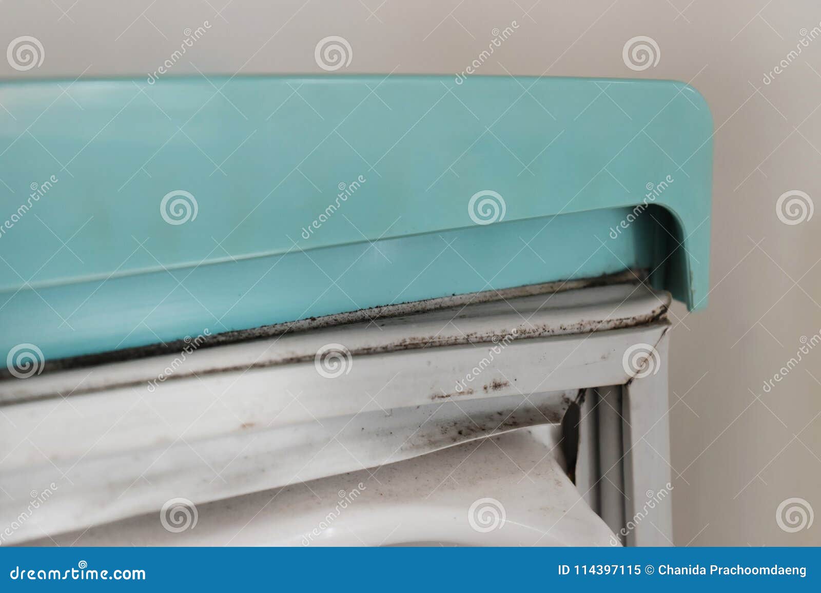 Old Blue Refrigerator. Poor Treatment Will Cause Mold and Dirt. Stock ...