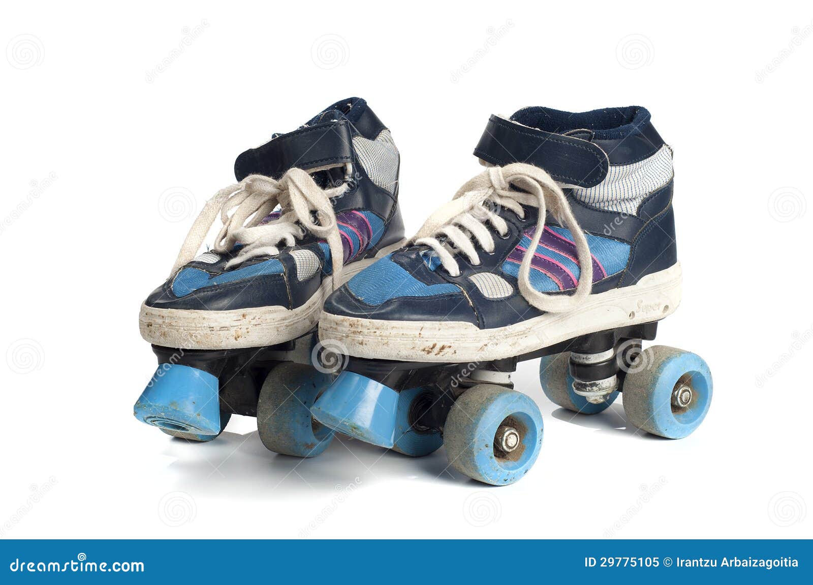 Old Blue Rollerblades Isolated on White Stock Image - Image of ...