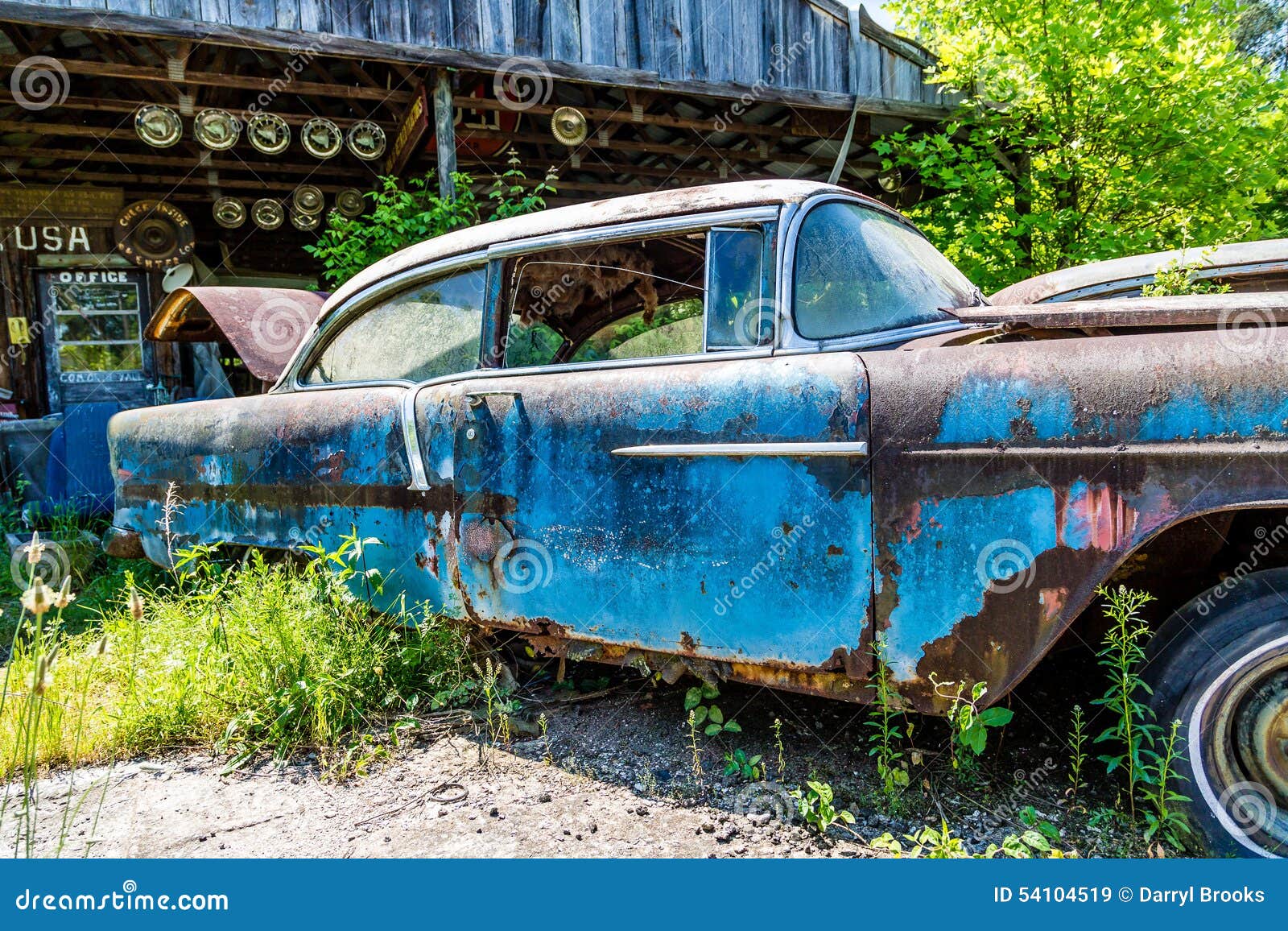 Old Blue Rusted stock image. Image of vehicle, junkyard - 54104519