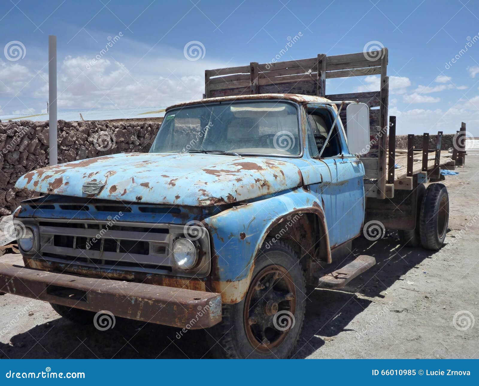 Old Blue Rusty Car on a Desert Stock Image - Image of forgotten ...