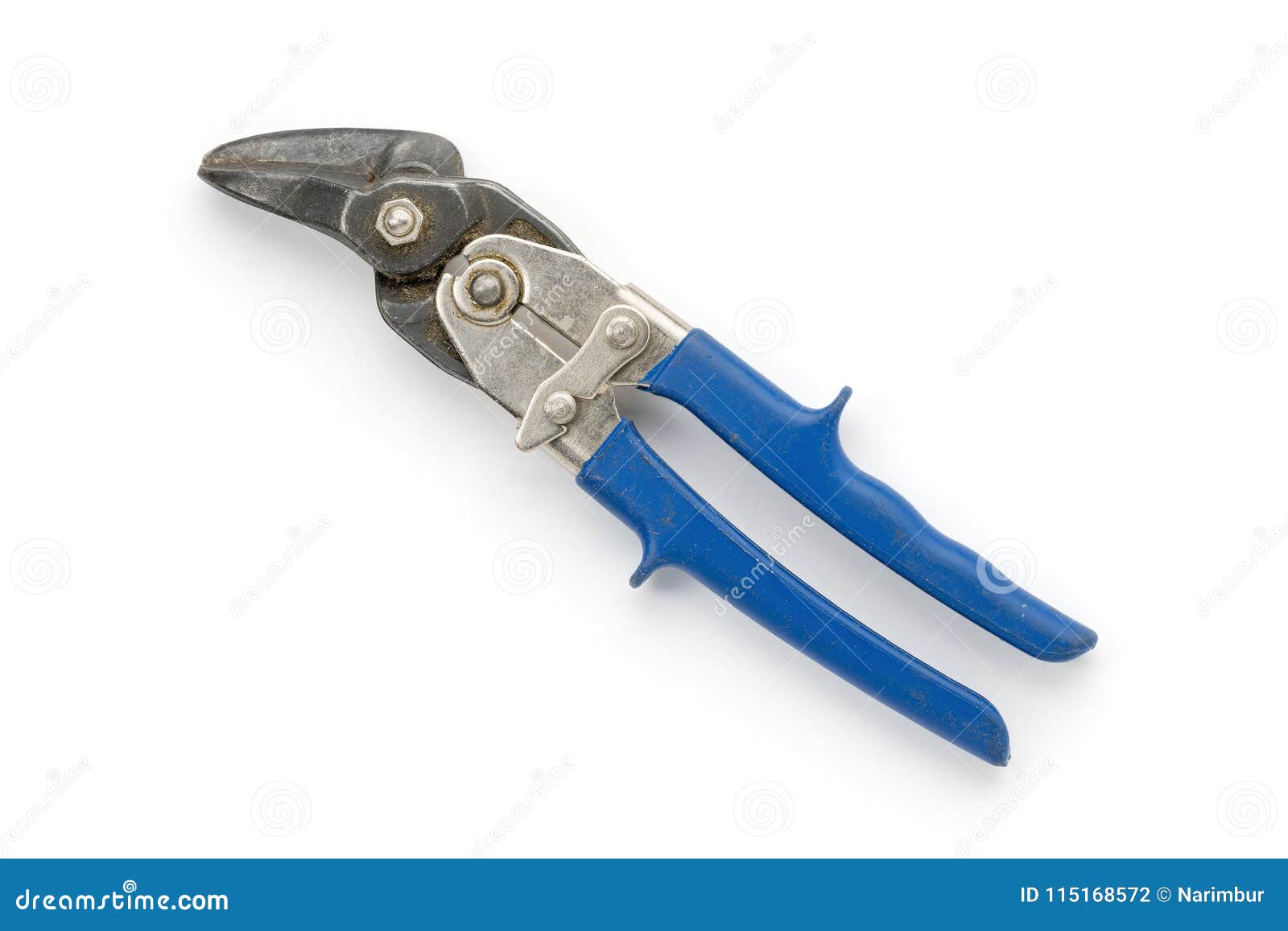 Blue tin snips, on white stock photo. Image of studio - 115168572